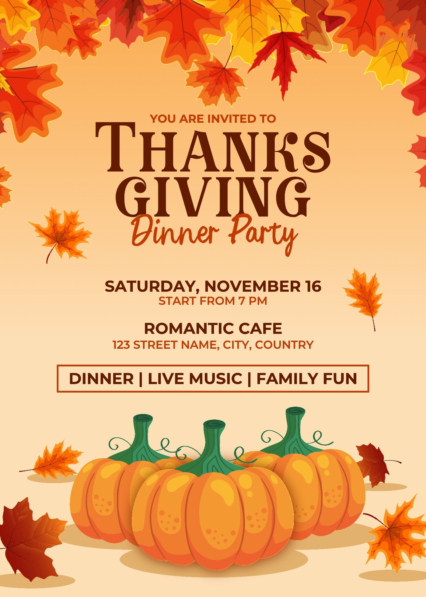 Thanksgiving Dinner Party Invitation 43345473 Template
