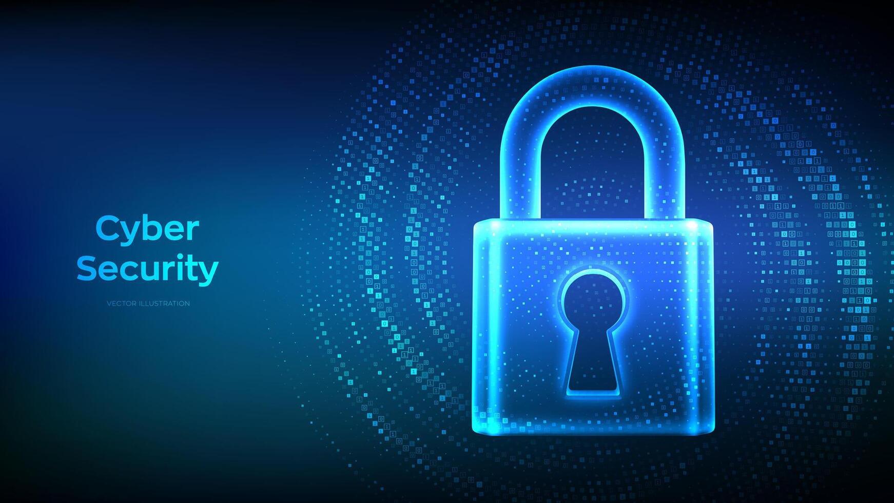 Lock Cyber Security Padlock With Keyhole Icon Made With Binary Code Protect And Security Or