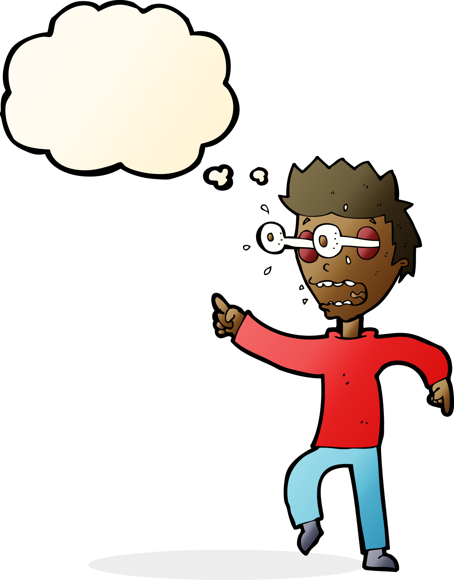 Cartoon Man With Popping Out Eyes With Thought Bubble 43395890 Png