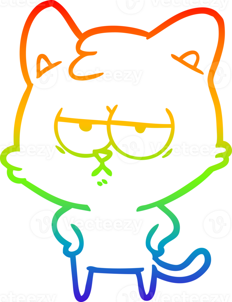 Rainbow Gradient Line Drawing Bored Cartoon Cat 43396636 Png