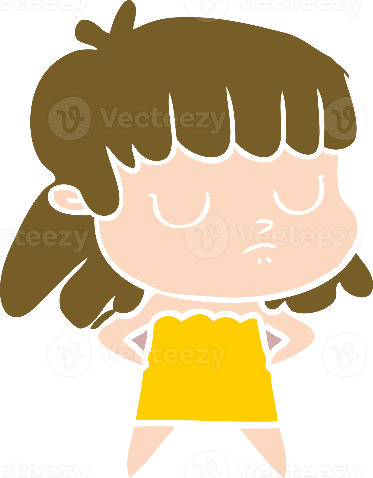 flat color style cartoon indifferent woman 43396794 PNG