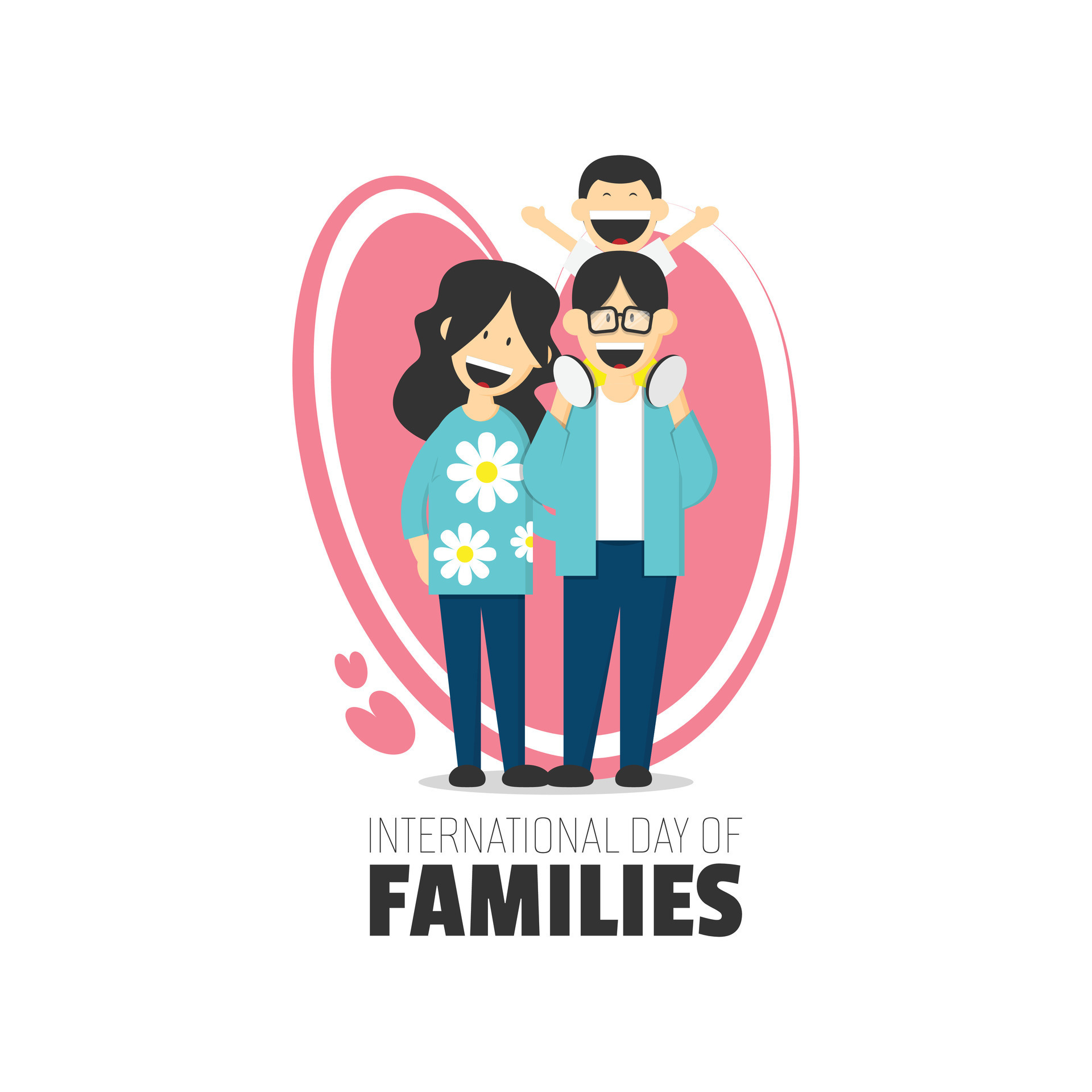 International Day of Families poster with a family laughing happily ...