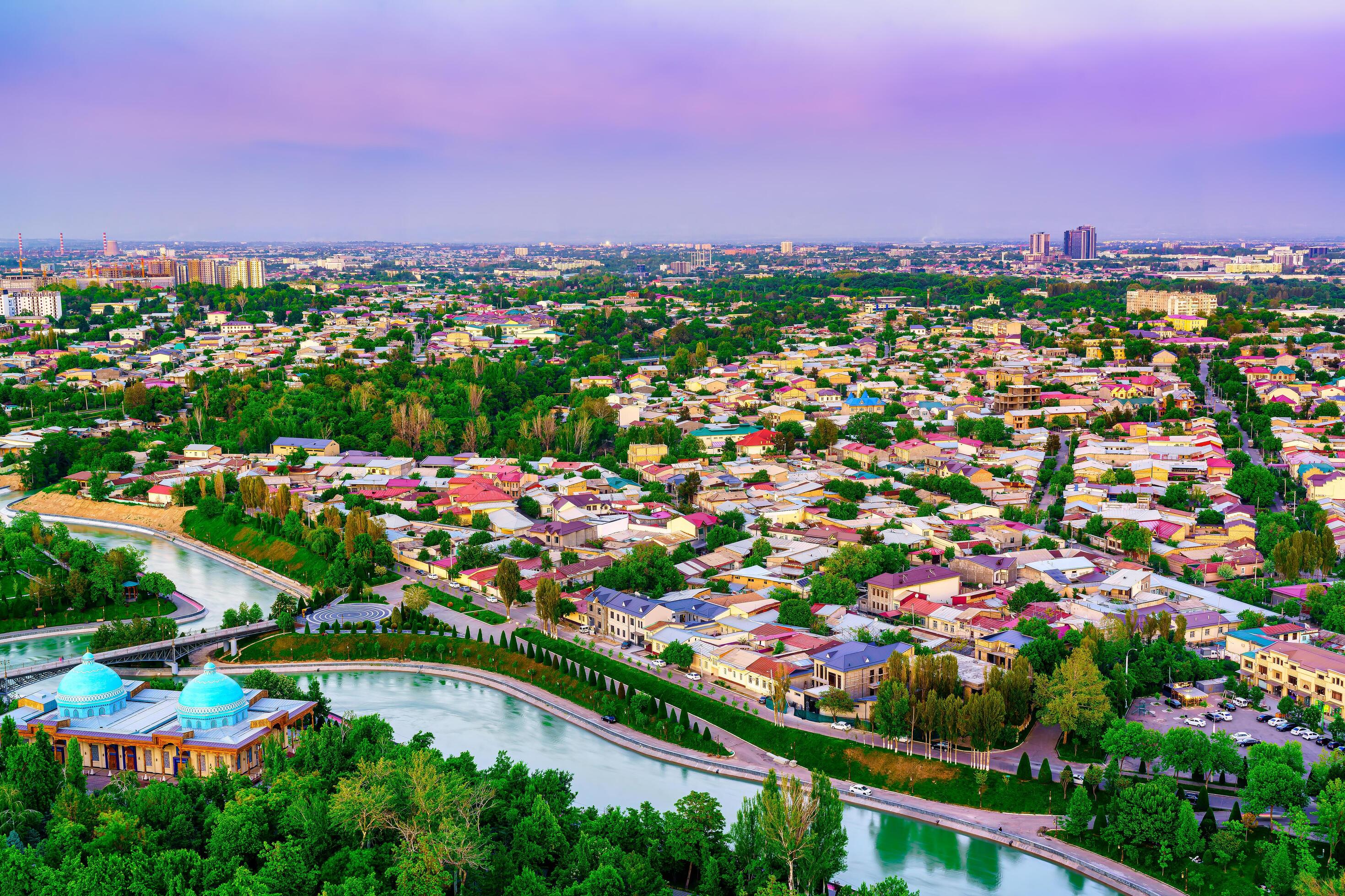 Uzbekistan, Tashkent - April 24, 2023 Top view from the observation deck on the Tashkent TV ...