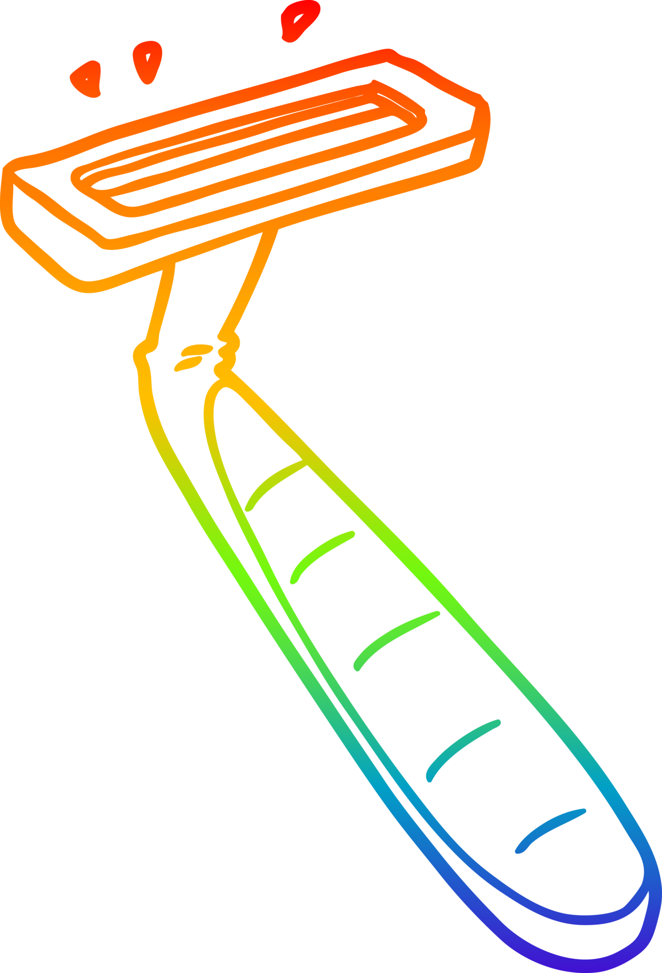 Rainbow Gradient Line Drawing Of A Cartoon Disposable Razor 43488120 Png