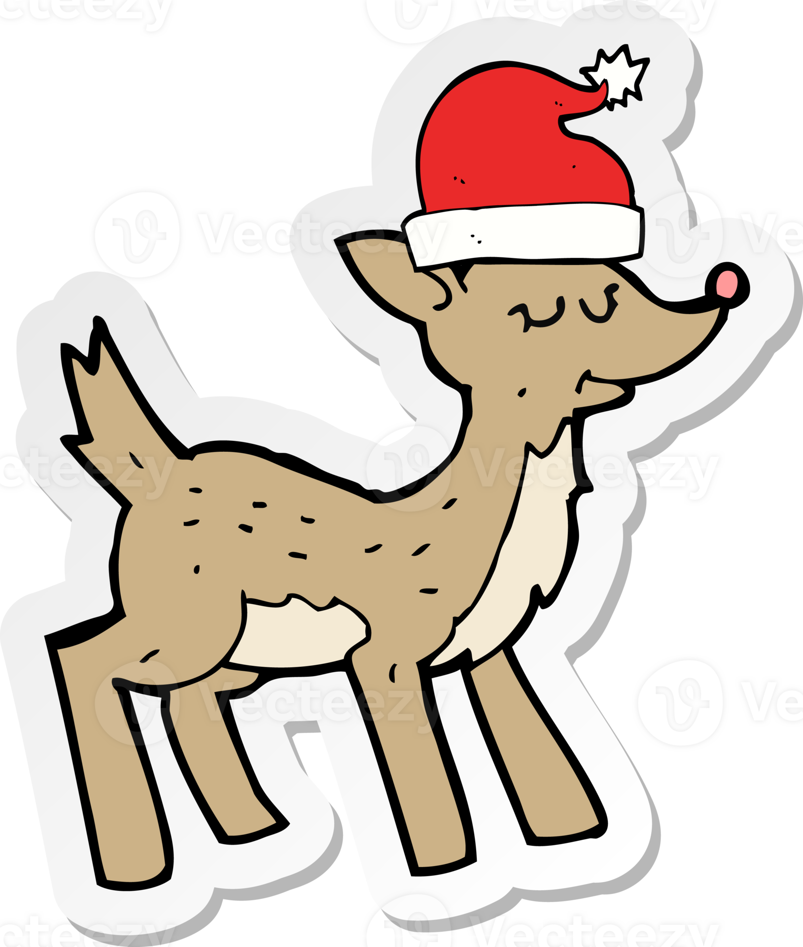 Sticker Of A Cartoon Cute Christmas Reindeer 43490172 Png