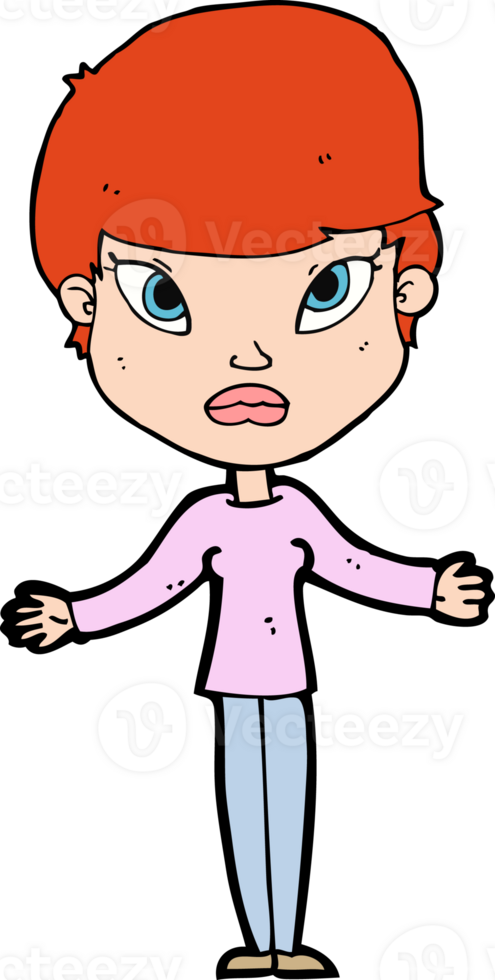 cartoon woman shrugging shoulders 43491138 PNG