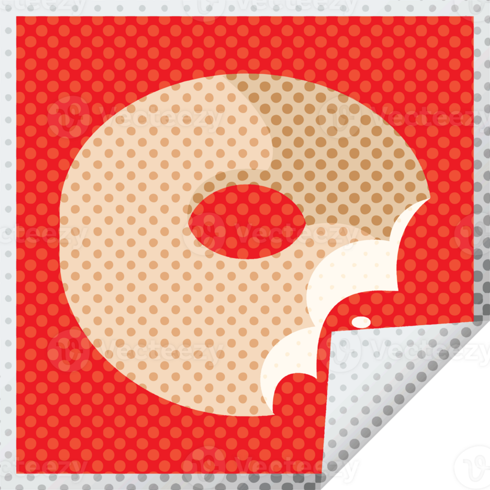 Bitten Donut Graphic Square Sticker 43494647 Png