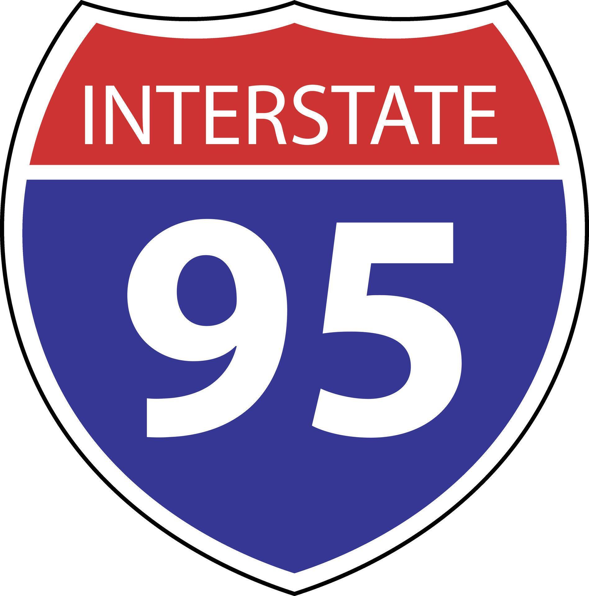 US Interstate 95 highway icon. US Interstate 95 highway sign with route number and text ...