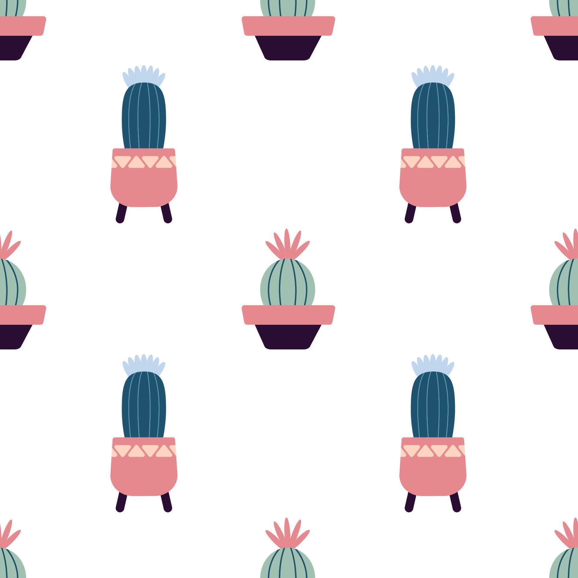 Cute cacti in boho style. Cactus seamless pattern. Trendy boho texture. Cacti fabric print ...