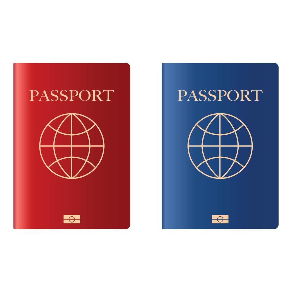 Template Of A Foreign Passport Cover Red And Blue Illustration