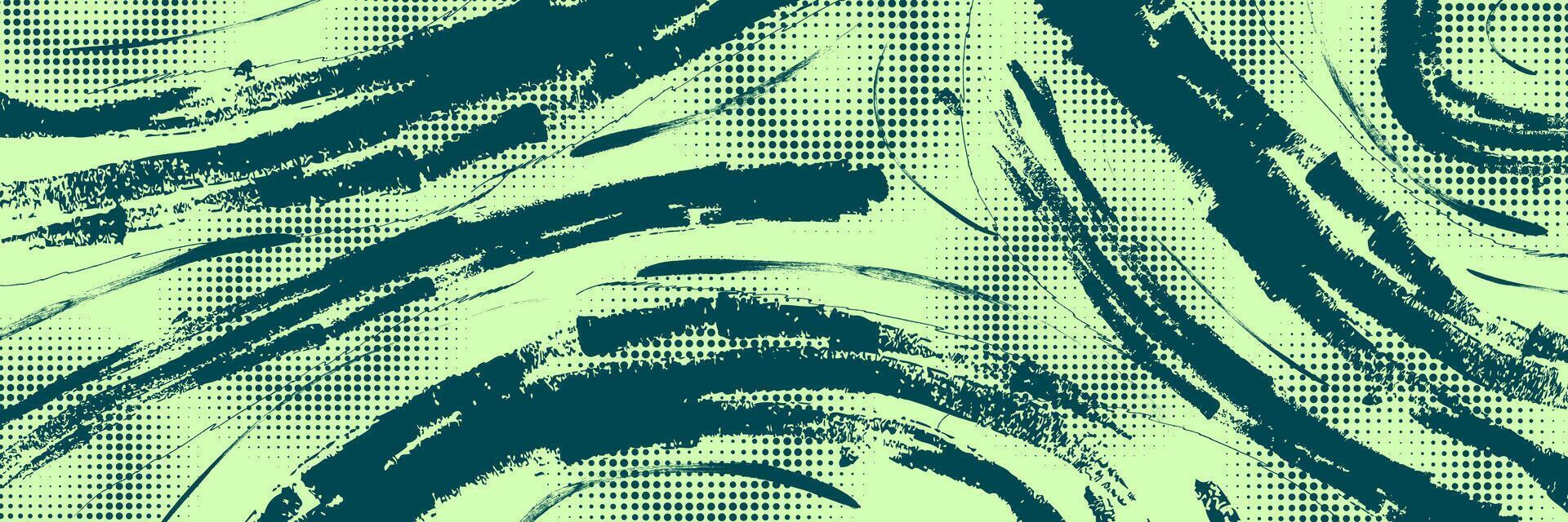 Abstract Brush Background with Green Brush Texture and Halftone Effect ...
