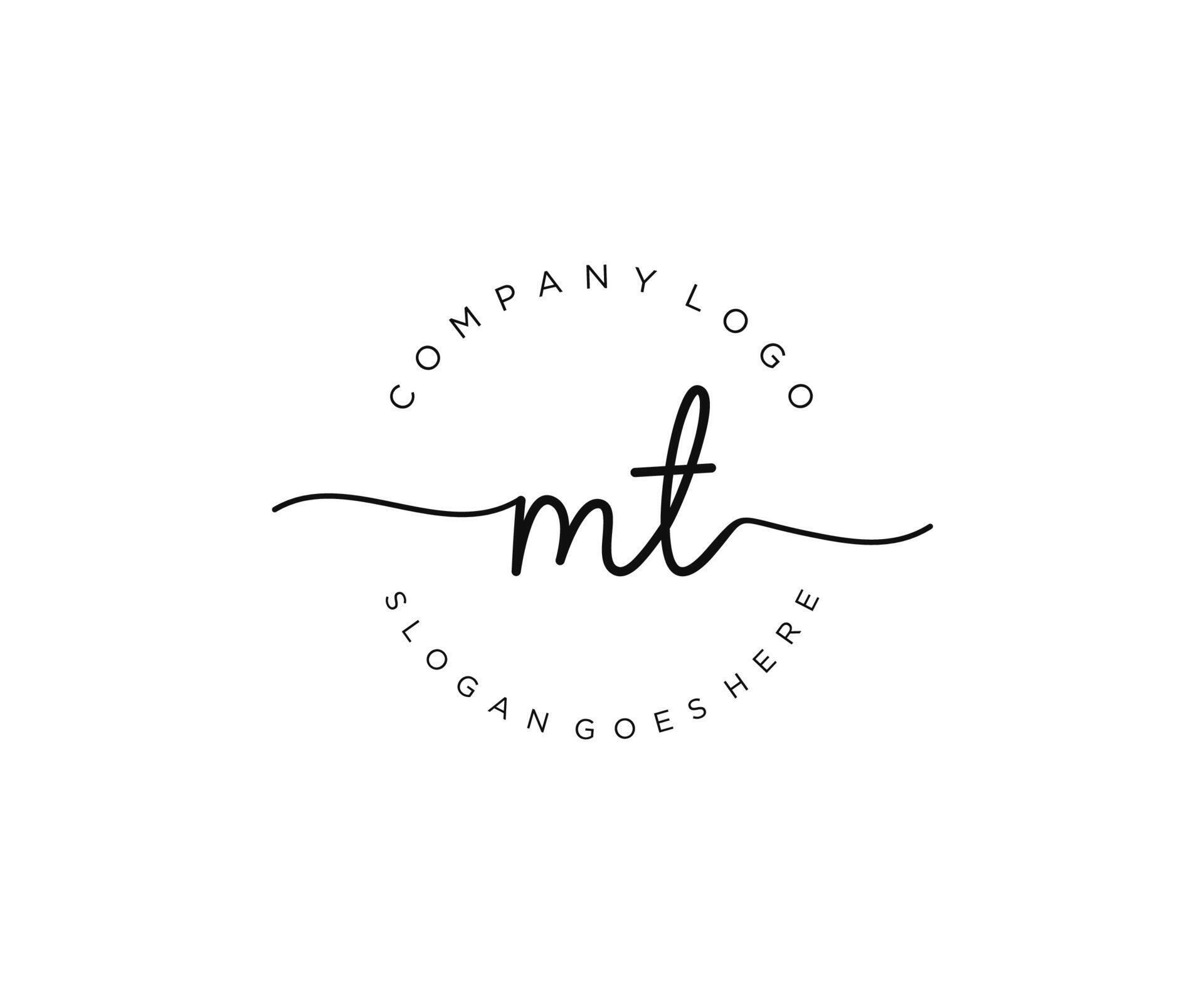initial MT Feminine logo beauty monogram and elegant logo design, handwriting logo of initial ...