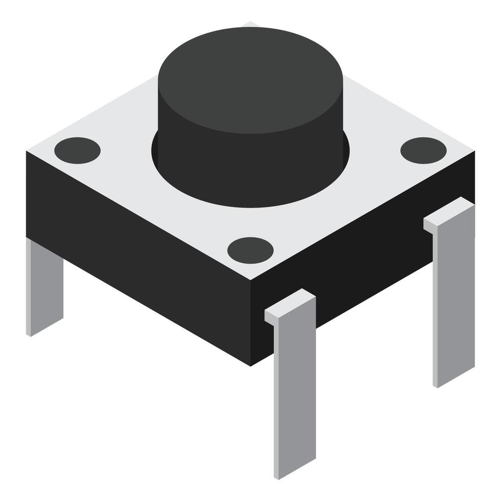 Push button electronic component. Push button icon. Isometric push ... Push button electronic component. Push button icon. Isometric push ...