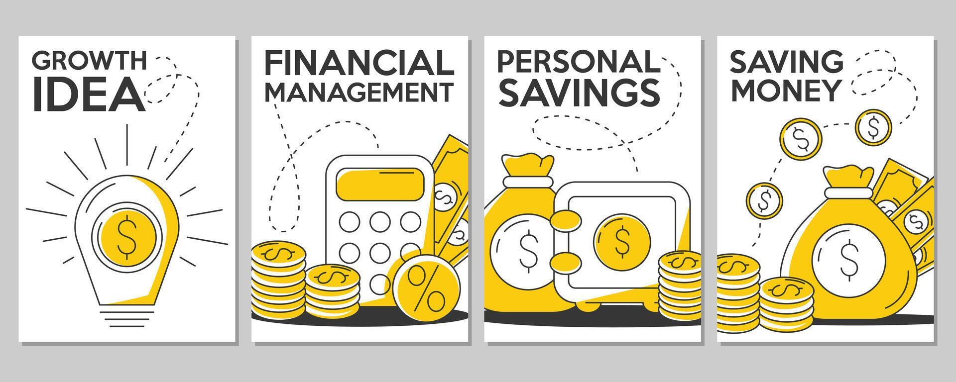 Set of minimalist business and finance poster. Financial management ...