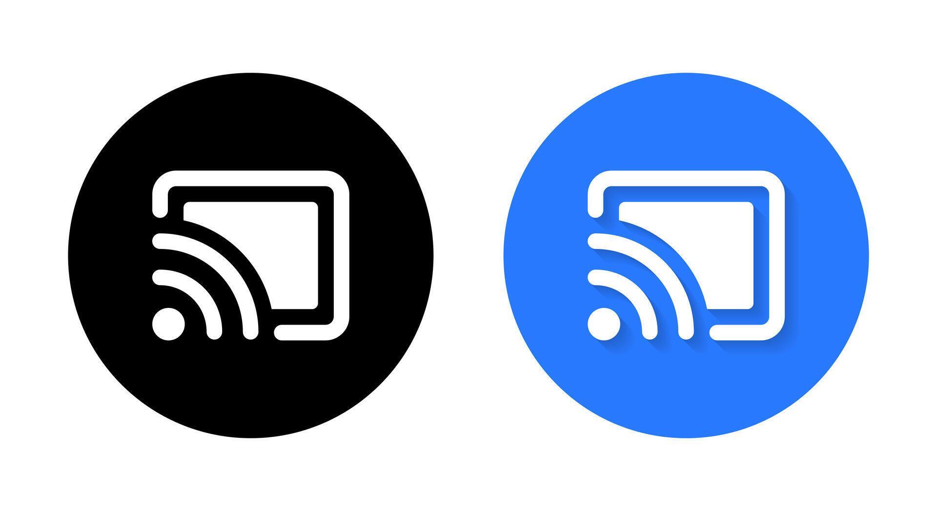 Screencast icon in flat style. Screen cast sign symbol with shadow ...