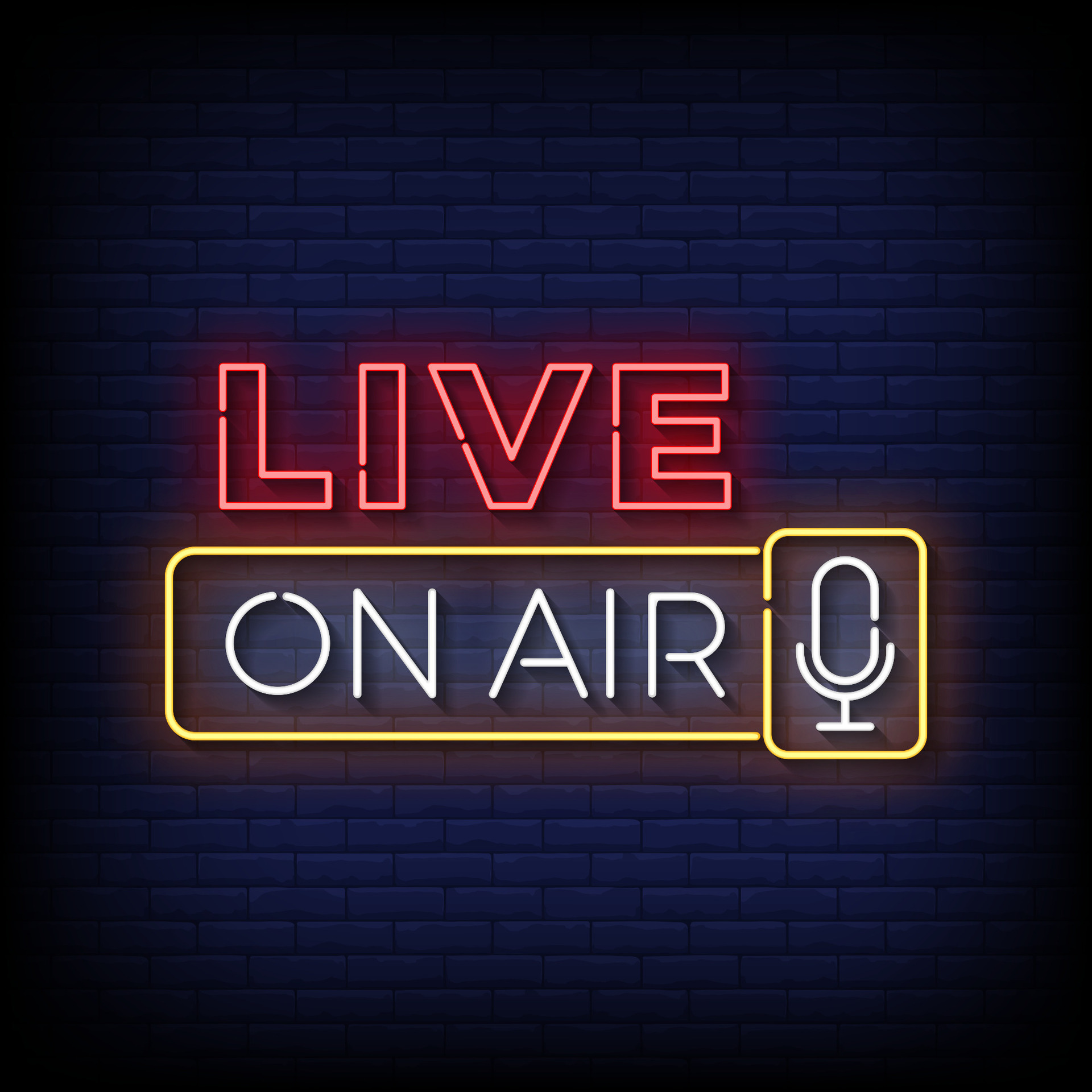 live on air neon Sign on brick wall background 43507923 Vector Art at Vecteezy