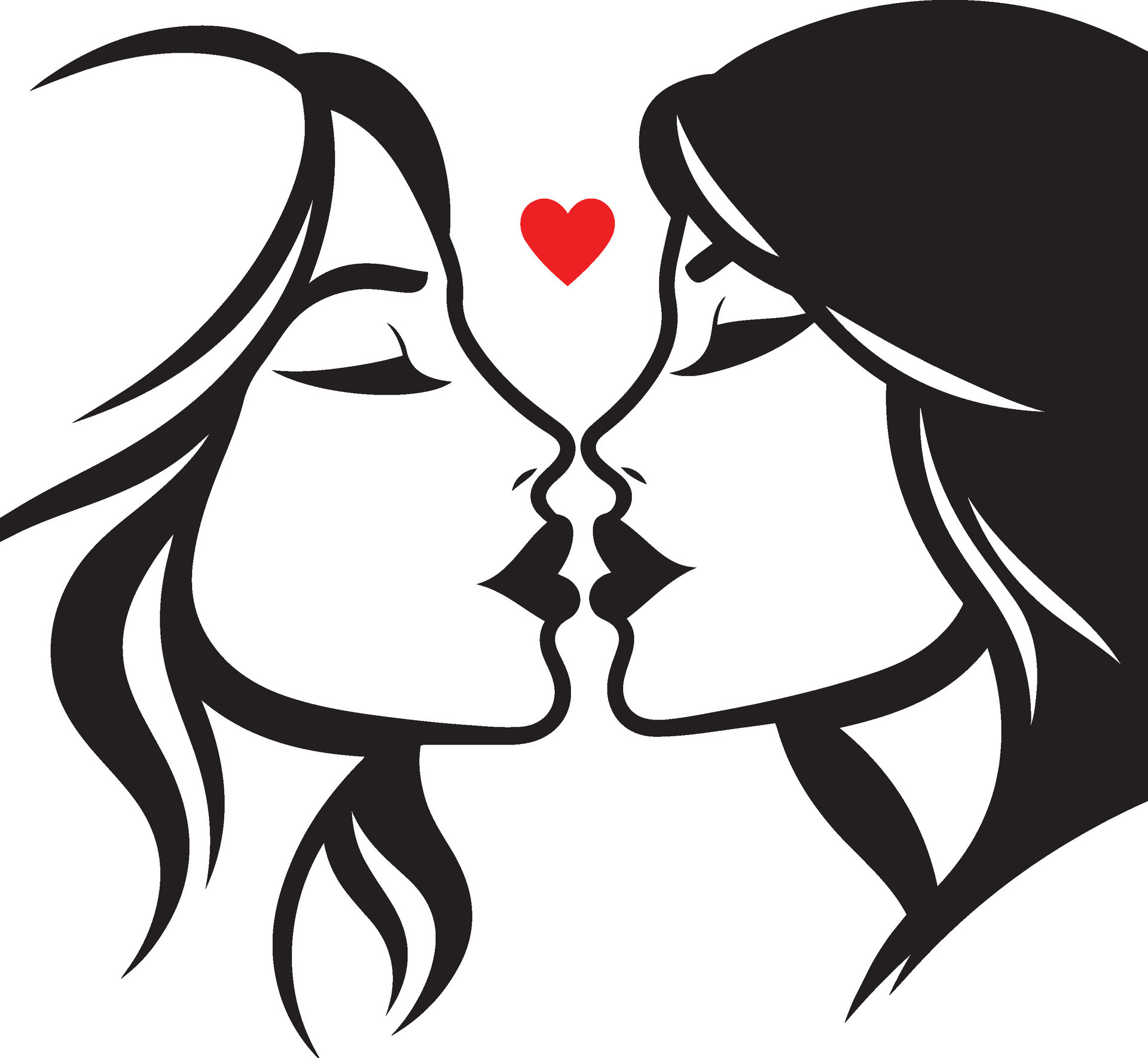 Two girls kissing each other with a heart on their forehead. 43510079 Vector Art at Vecteezy