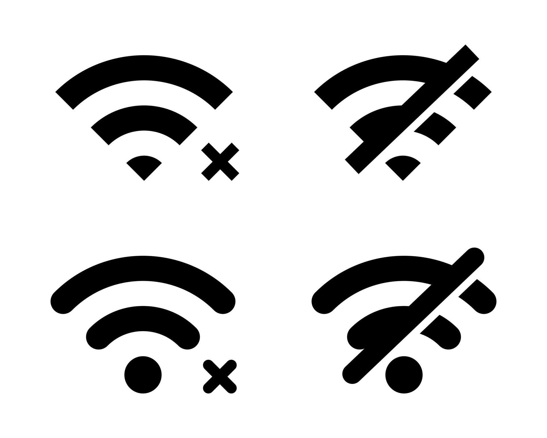 Disconnect Wifi Icon Set Lost Wireless Fidelity Connection Sign Symbol