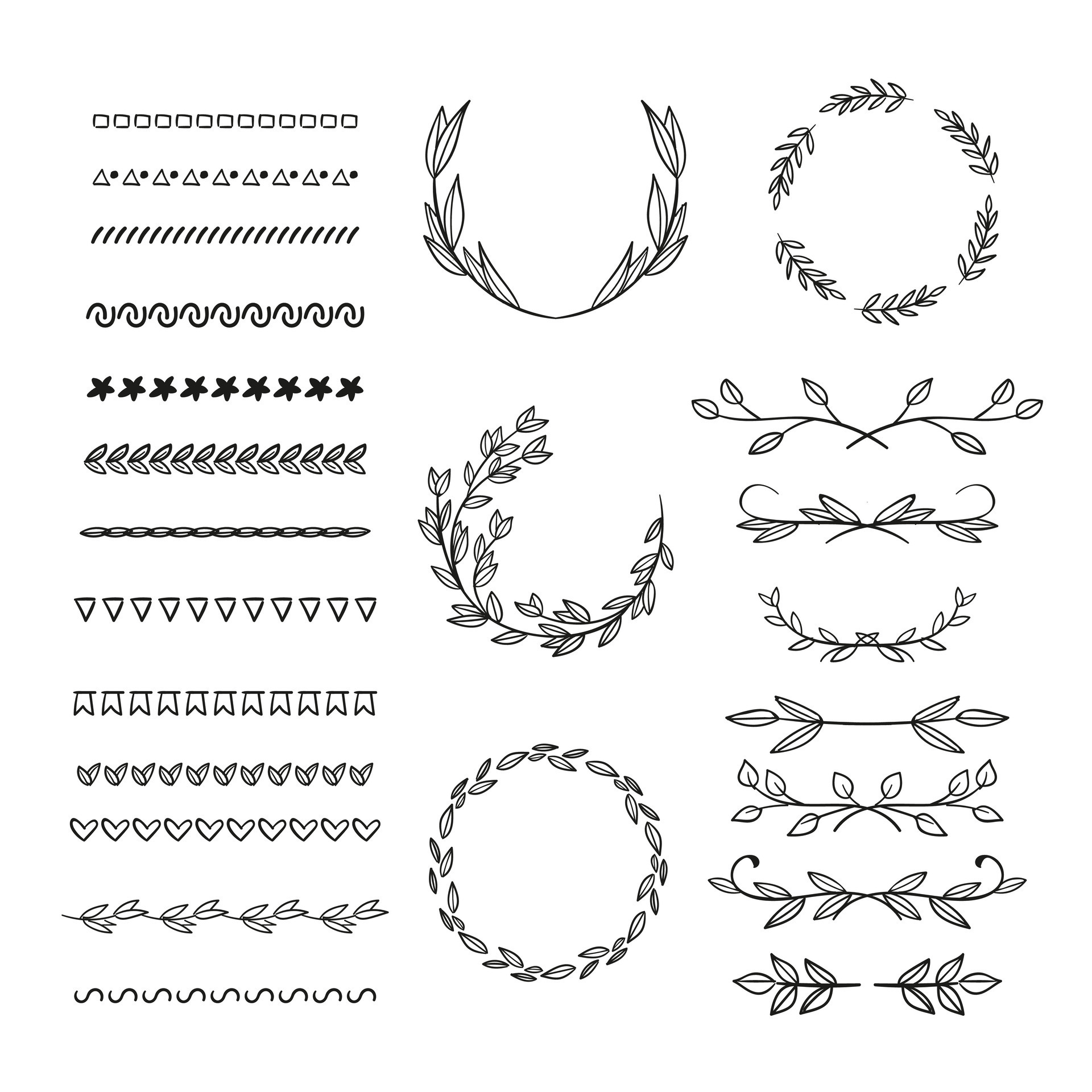Text Devider Set Line Minimal Separators Elegant Doodlle Borders