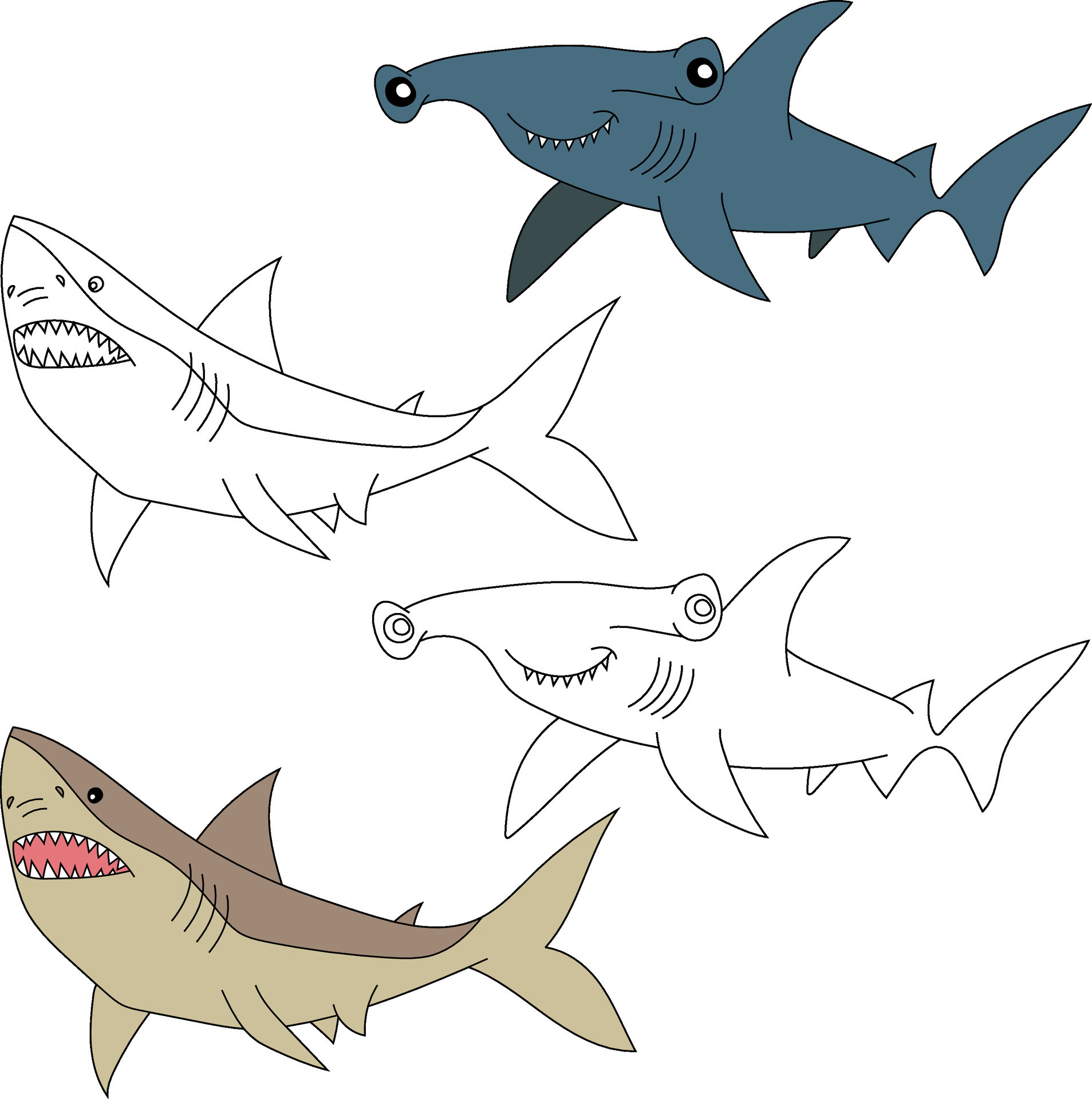 Shark Clipart. Aquatic Animal Clipart for Lovers of Underwater Sea ...