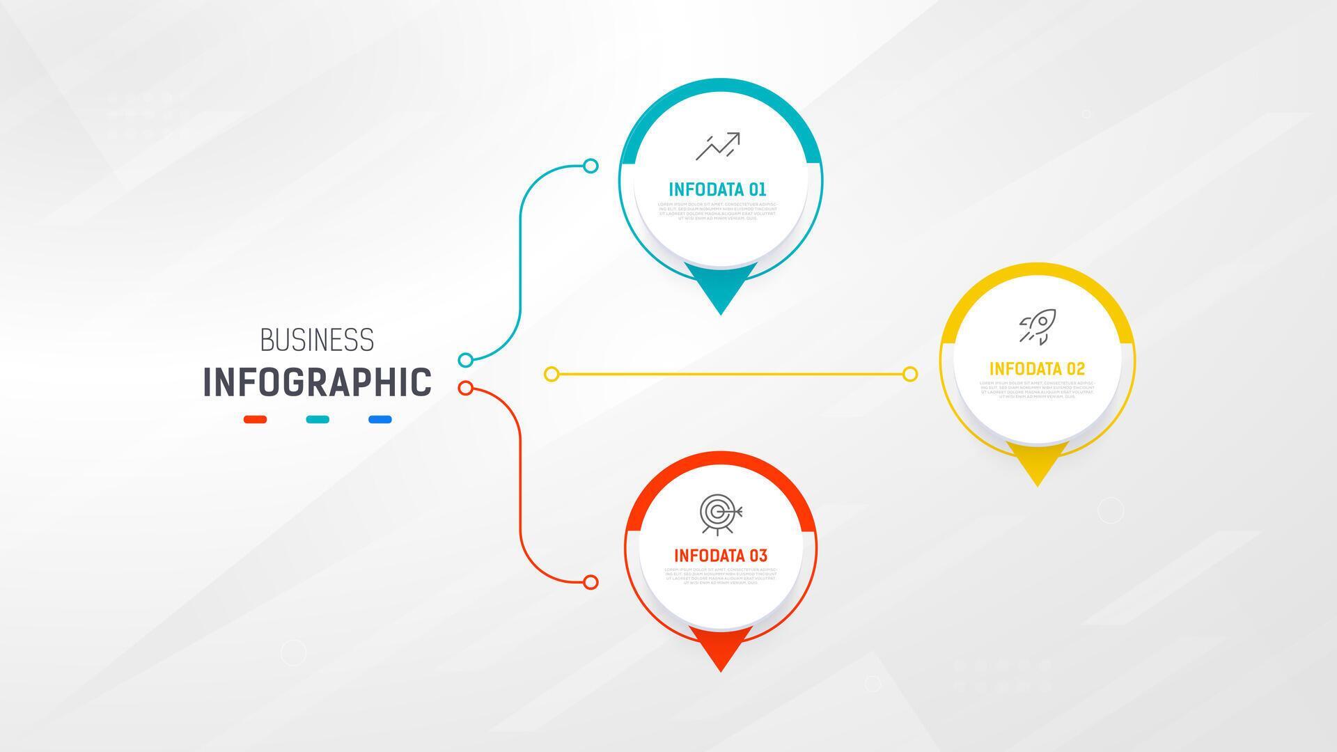 Three Step Infographic label design template with line icons. process ...