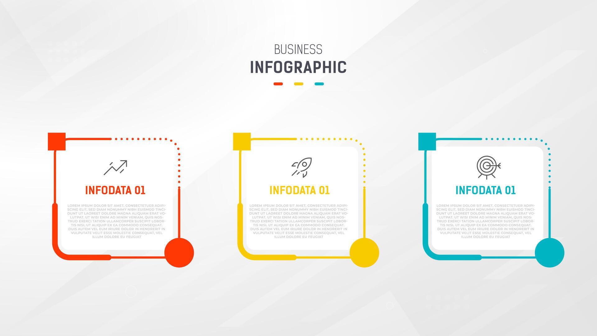 Three Step Infographic label design template with line icons. process ...