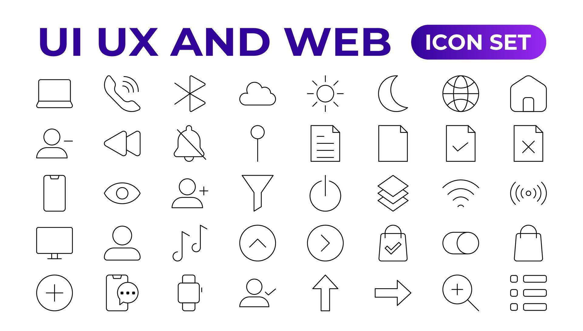 Mega Set Of Ui Ux Icon Set User Interface Iconset Collection Basic
