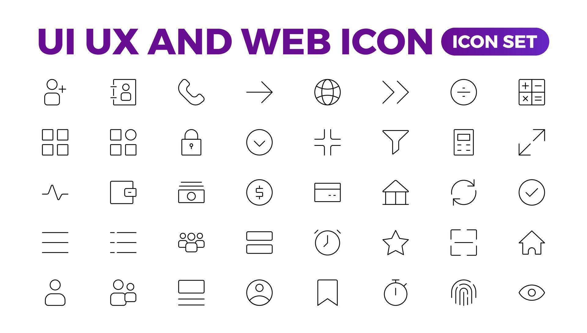 Mega set of ui ux icon set, user interface iconset collection. Basic User Interface Essential ...