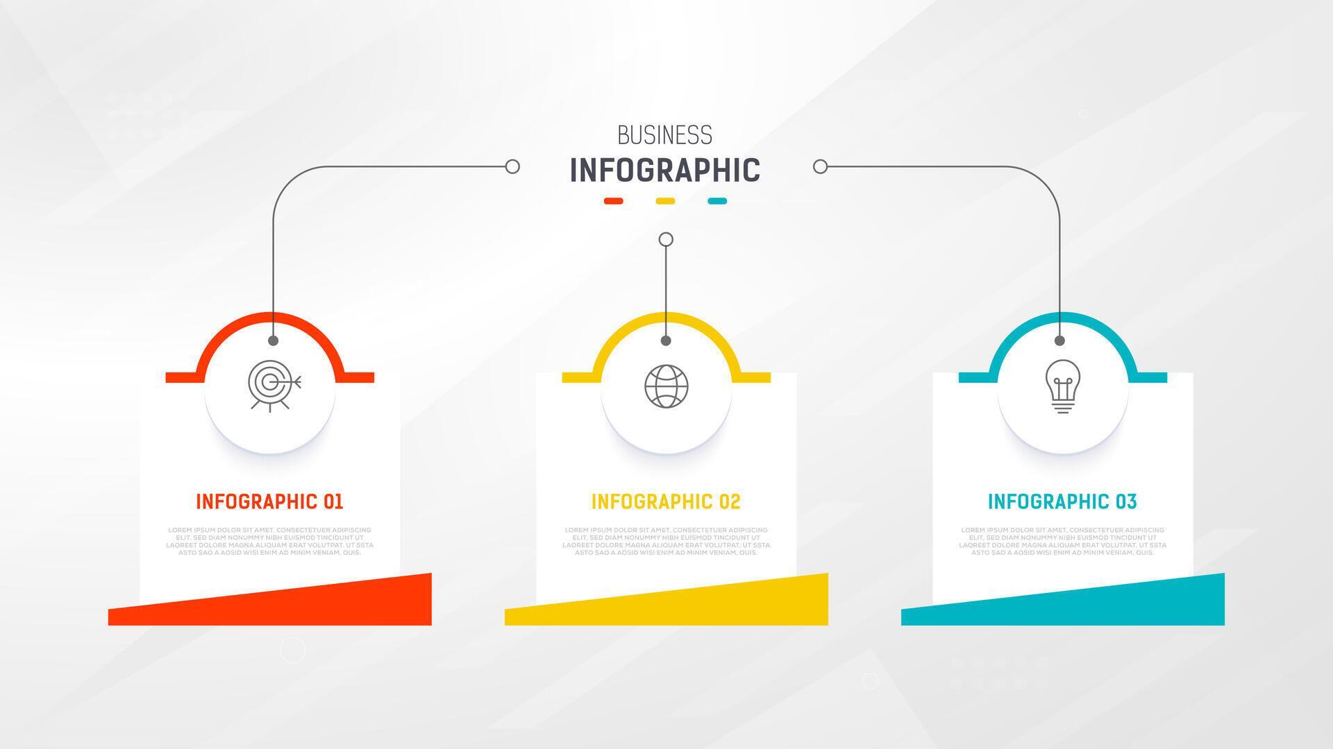 Three Step Infographic label design template with line icons. process ...