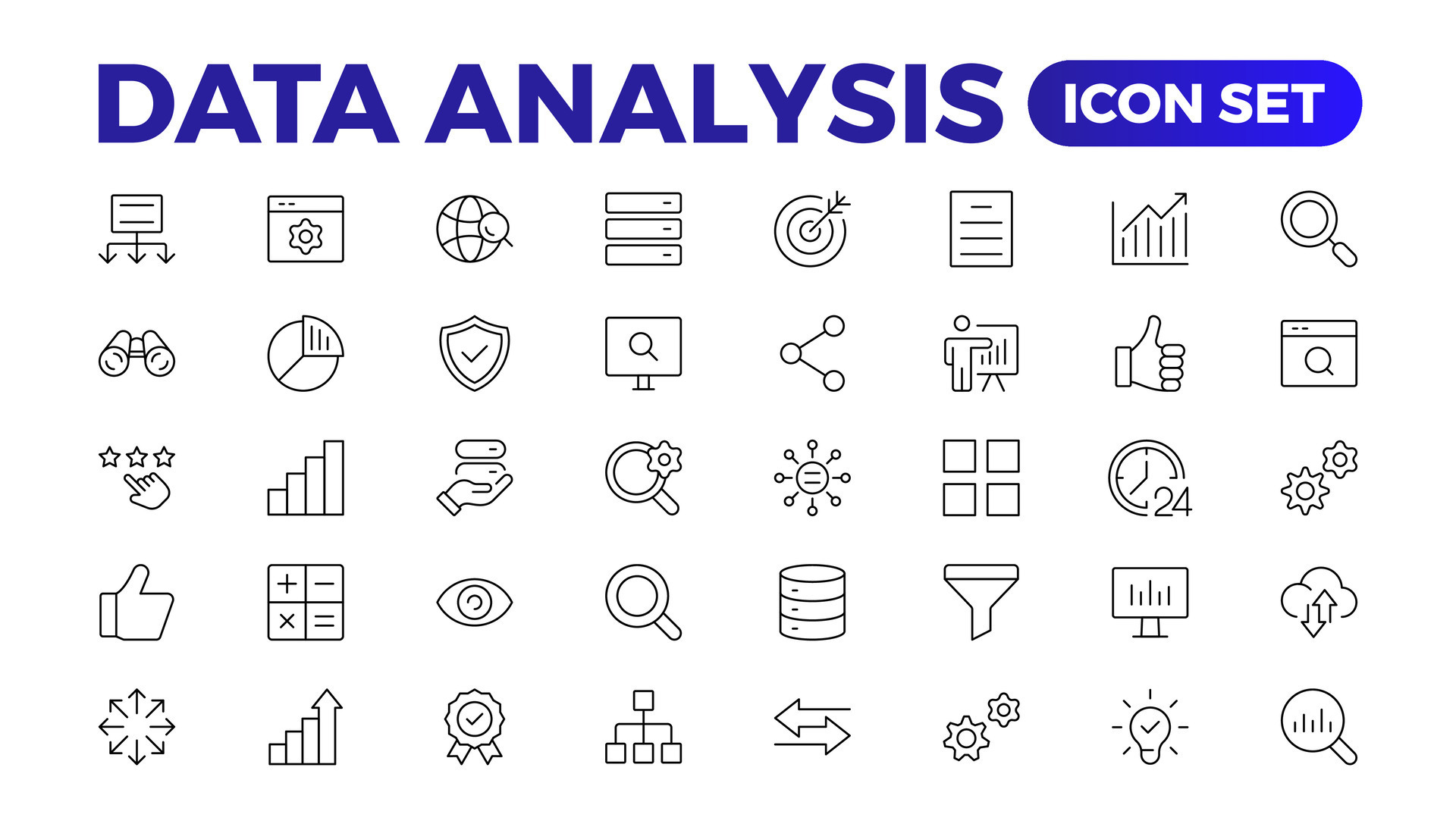 Data Analytics Icon Set Big Data Analysis Technology Symbol