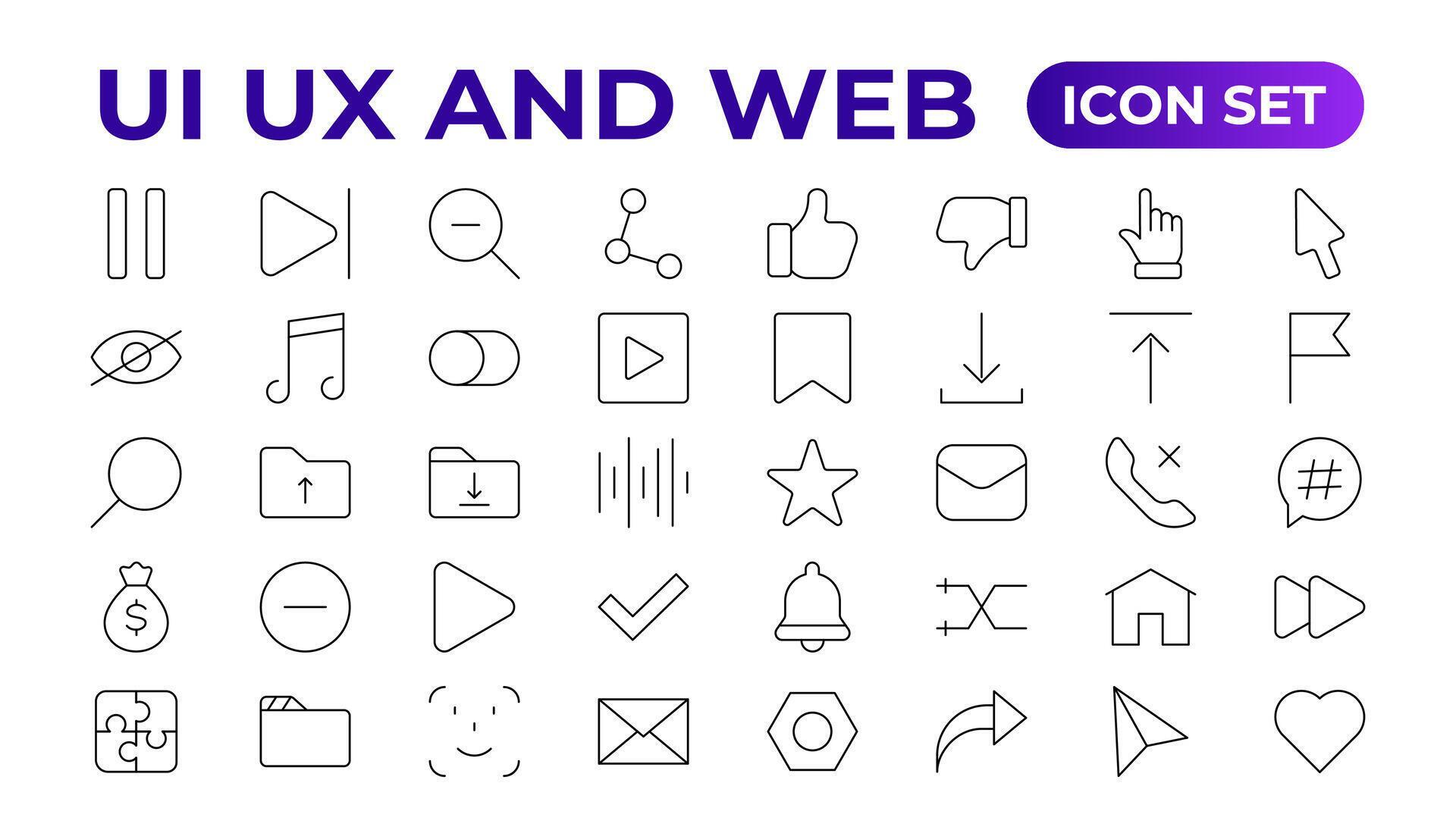 Mega set of ui ux icon set, user interface iconset collection. Basic User Interface Essential ...