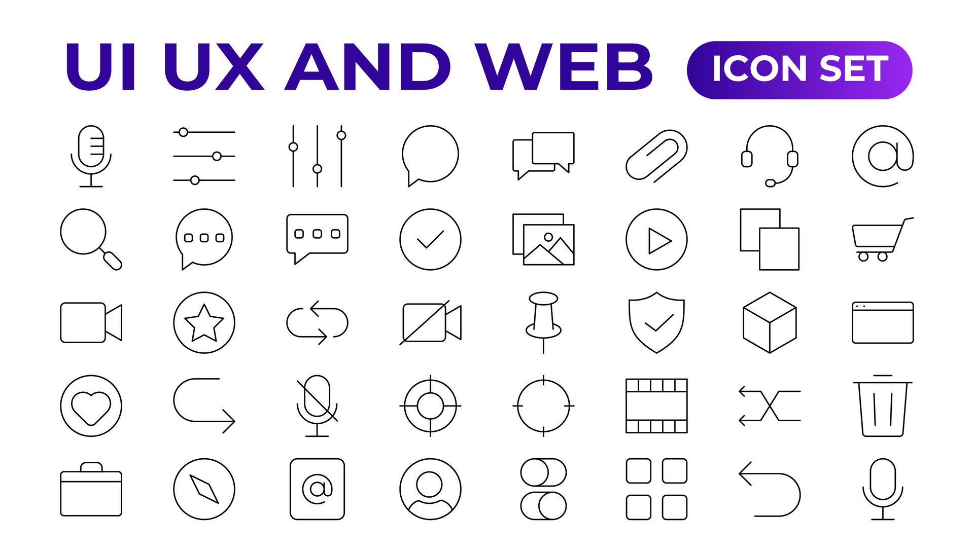 Mega Set Of Ui Ux Icon Set User Interface Iconset Collection Basic