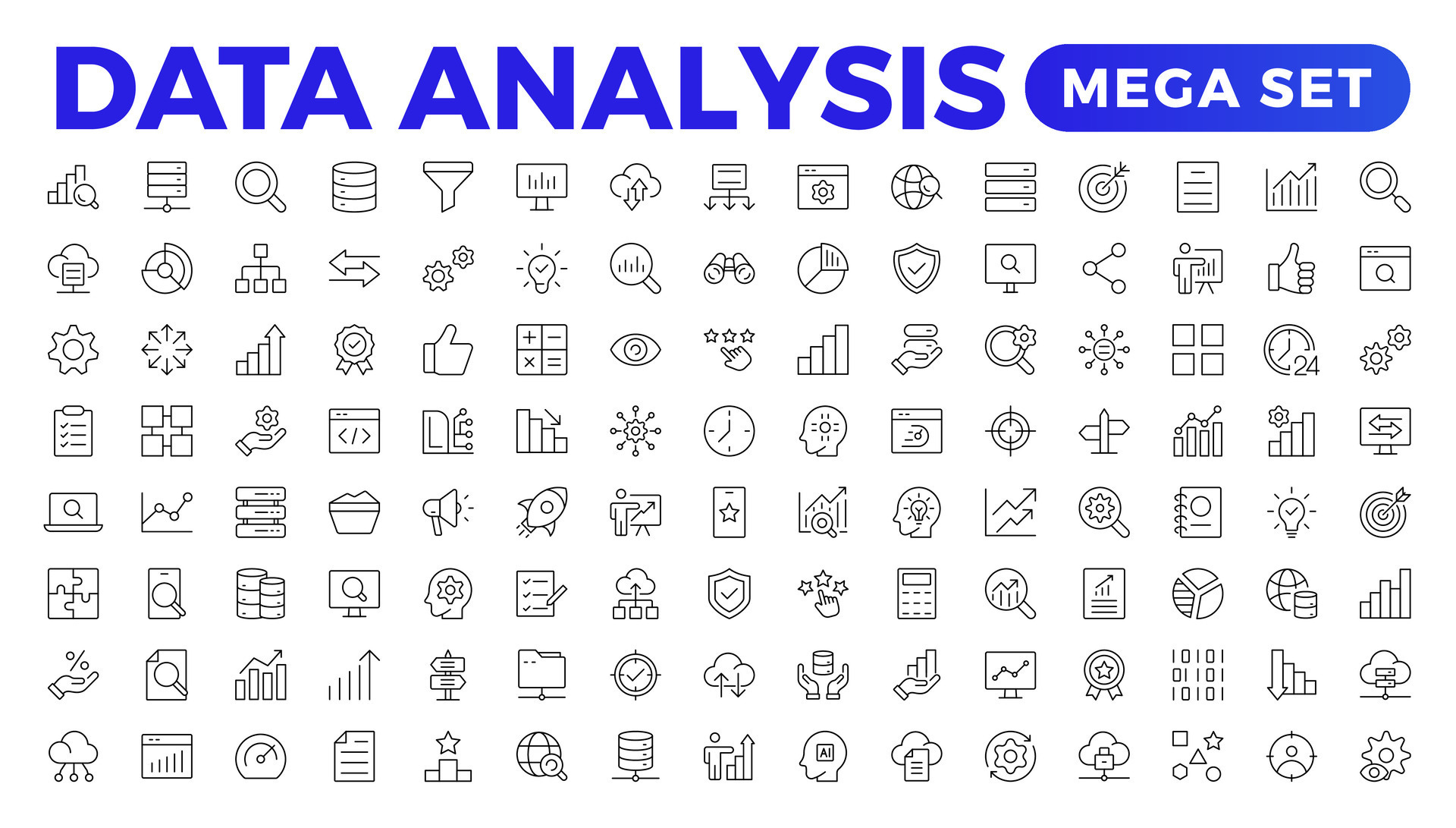 Data Analytics Icon Set Big Data Analysis Technology Symbol