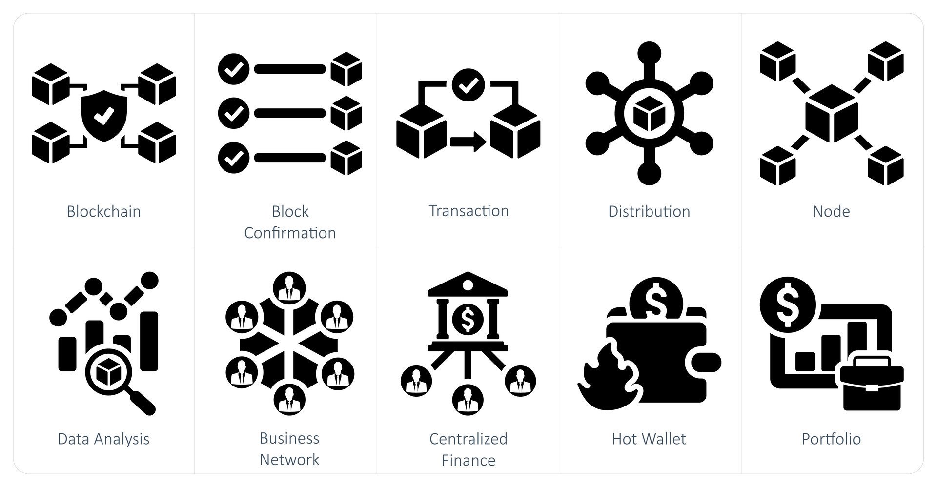 A Set Of 10 Blockchain Icons As Blockchain Block Confirmation Transaction 43514386 Vector Art