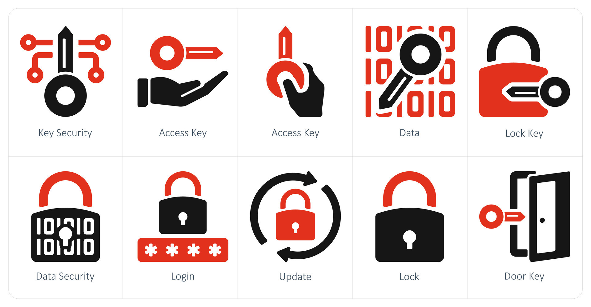 A set of 10 Security icons as key security, access key, data 43514514 ...