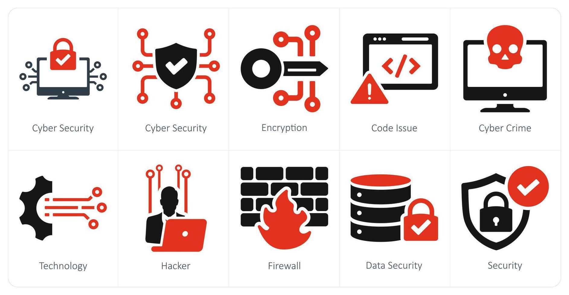 A set of 10 cyber security icons as cyber security, encryption, code issue 43514617 Vector Art ...