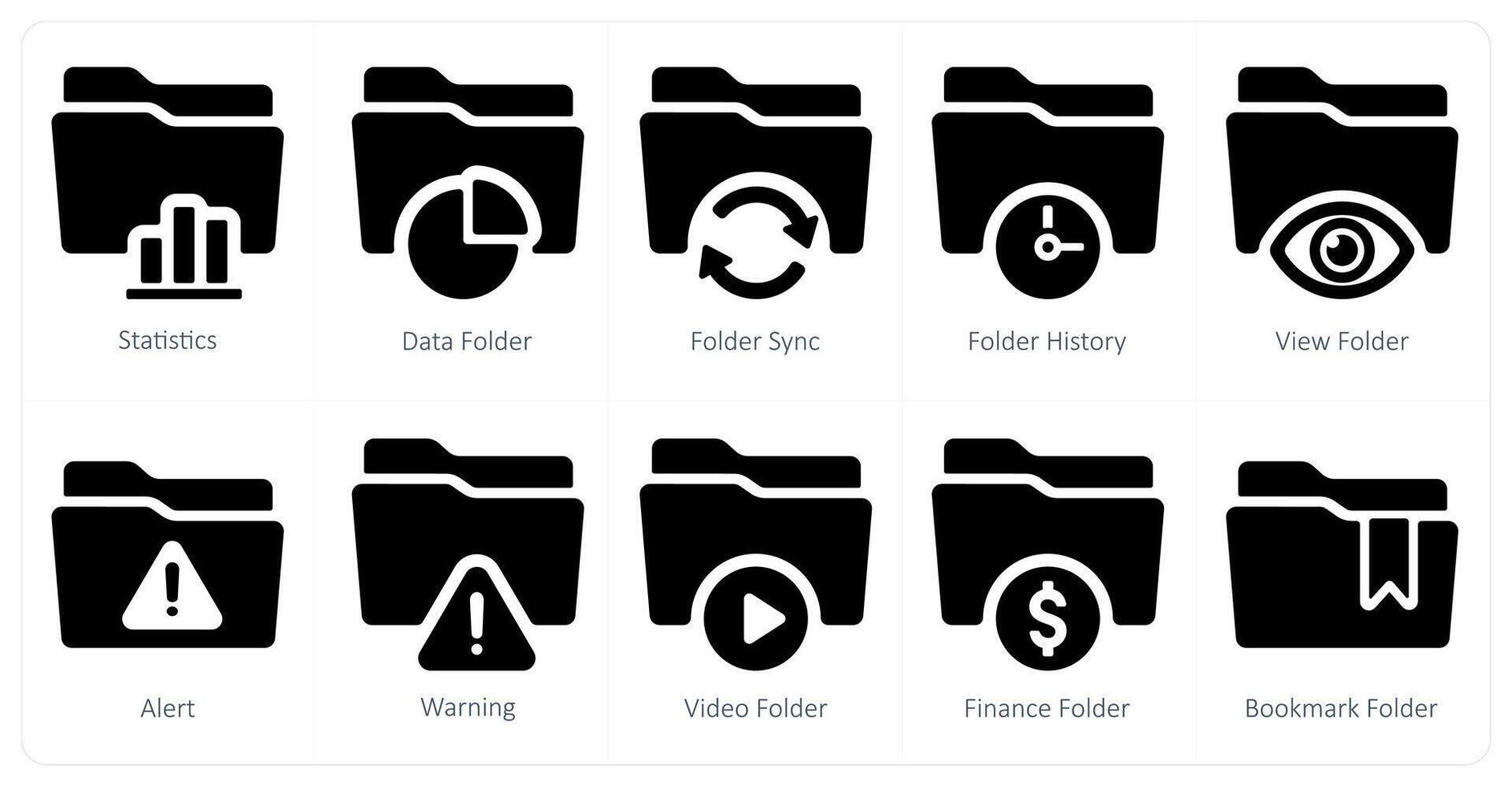A set of 10 Folder icons as statistics, data folder, folder sync 43514737 Vector Art at Vecteezy