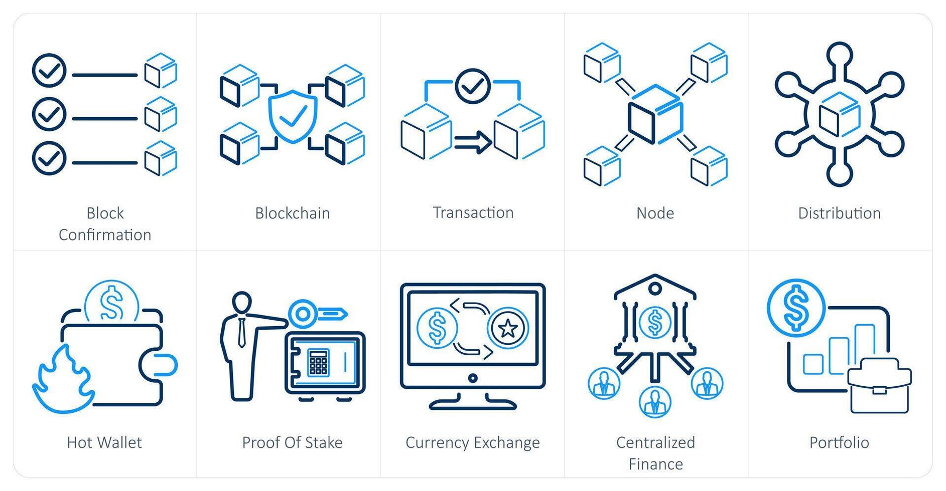 A Set Of 10 Blockchain Icons As Block Confirmation Blockchain