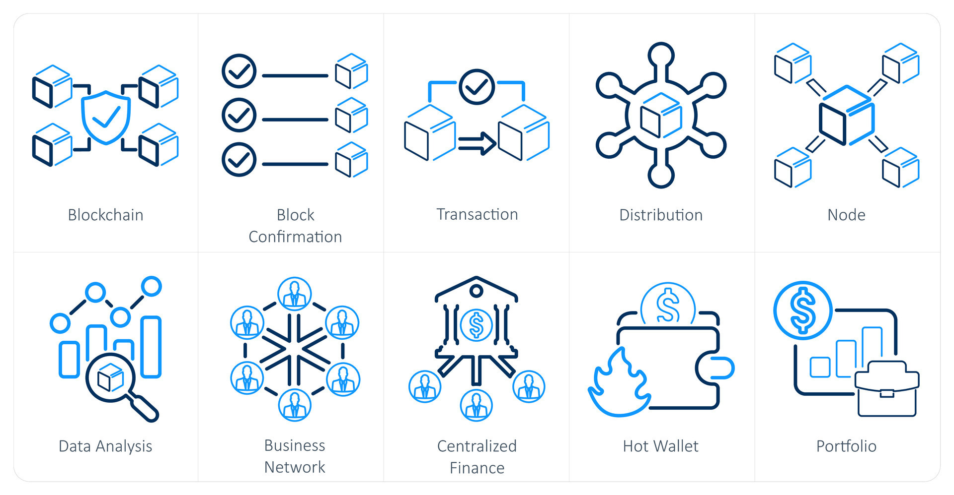 A Set Of 10 Blockchain Icons As Blockchain Block Confirmation Transaction 43516178 Vector Art