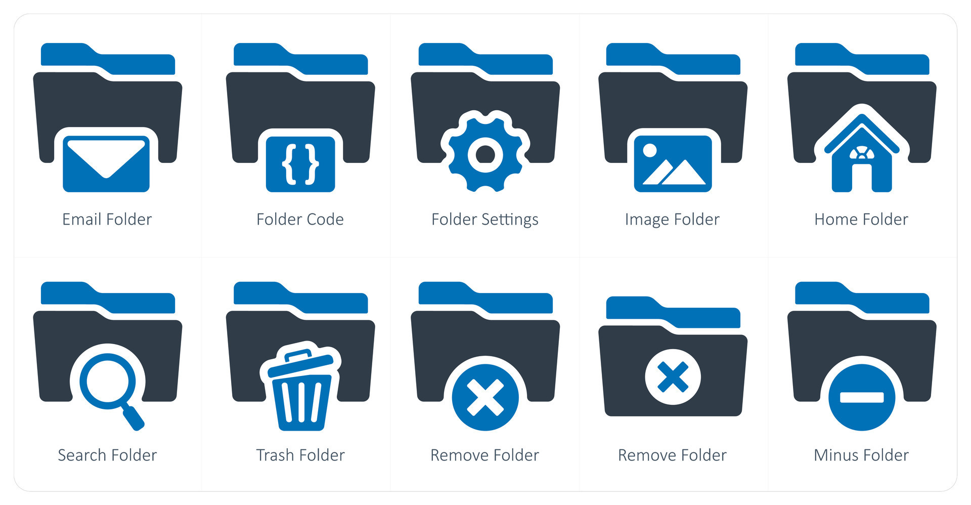 A Set Of 10 Folder Icons As Email Folder Folder Code Folder Settings