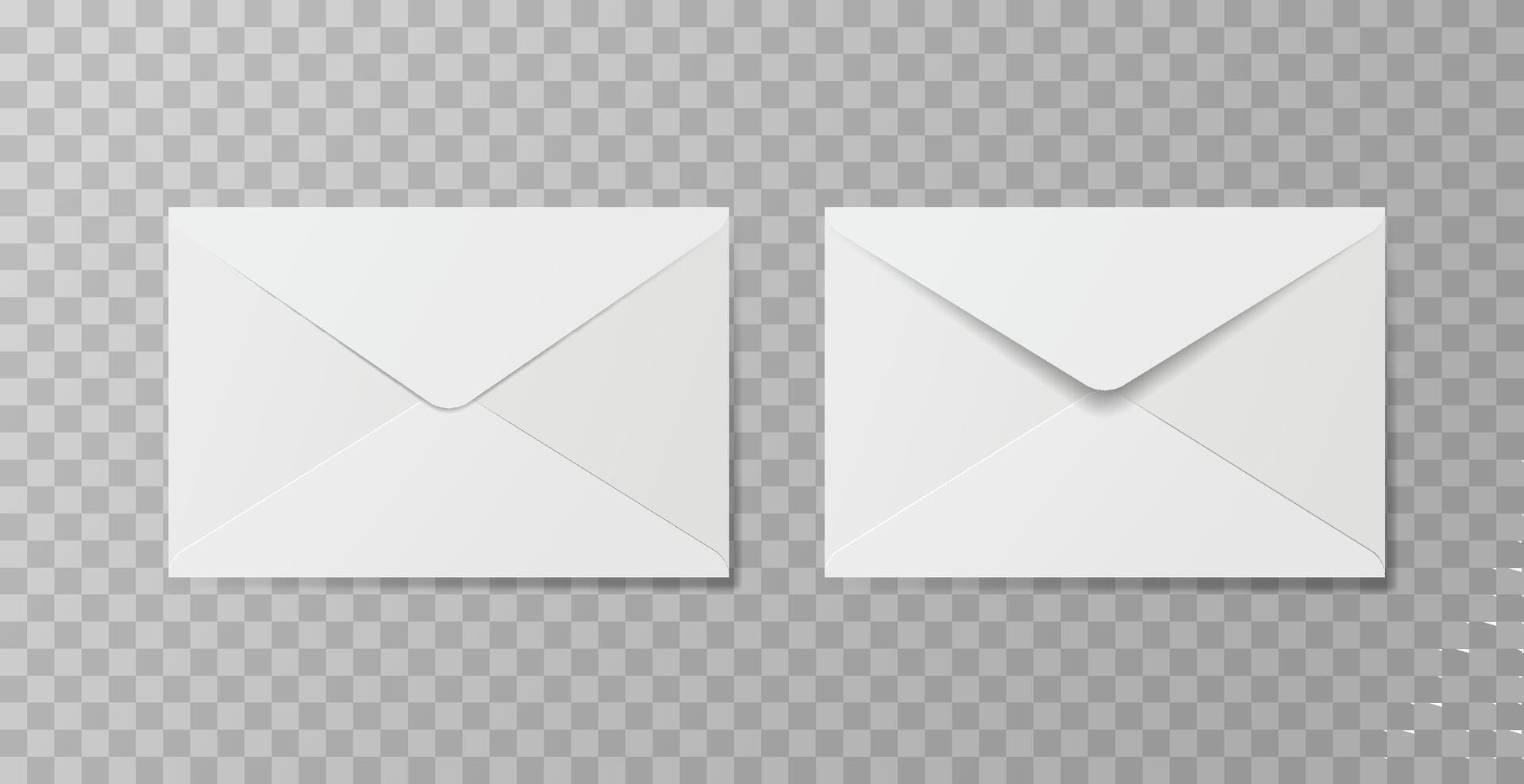 Set of realistic black envelopes in different positions. Folded and unfolded envelope backpack ...