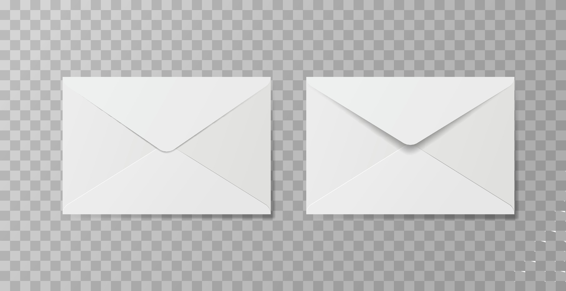 Set of realistic black envelopes in different positions. Folded and unfolded envelope backpack ...