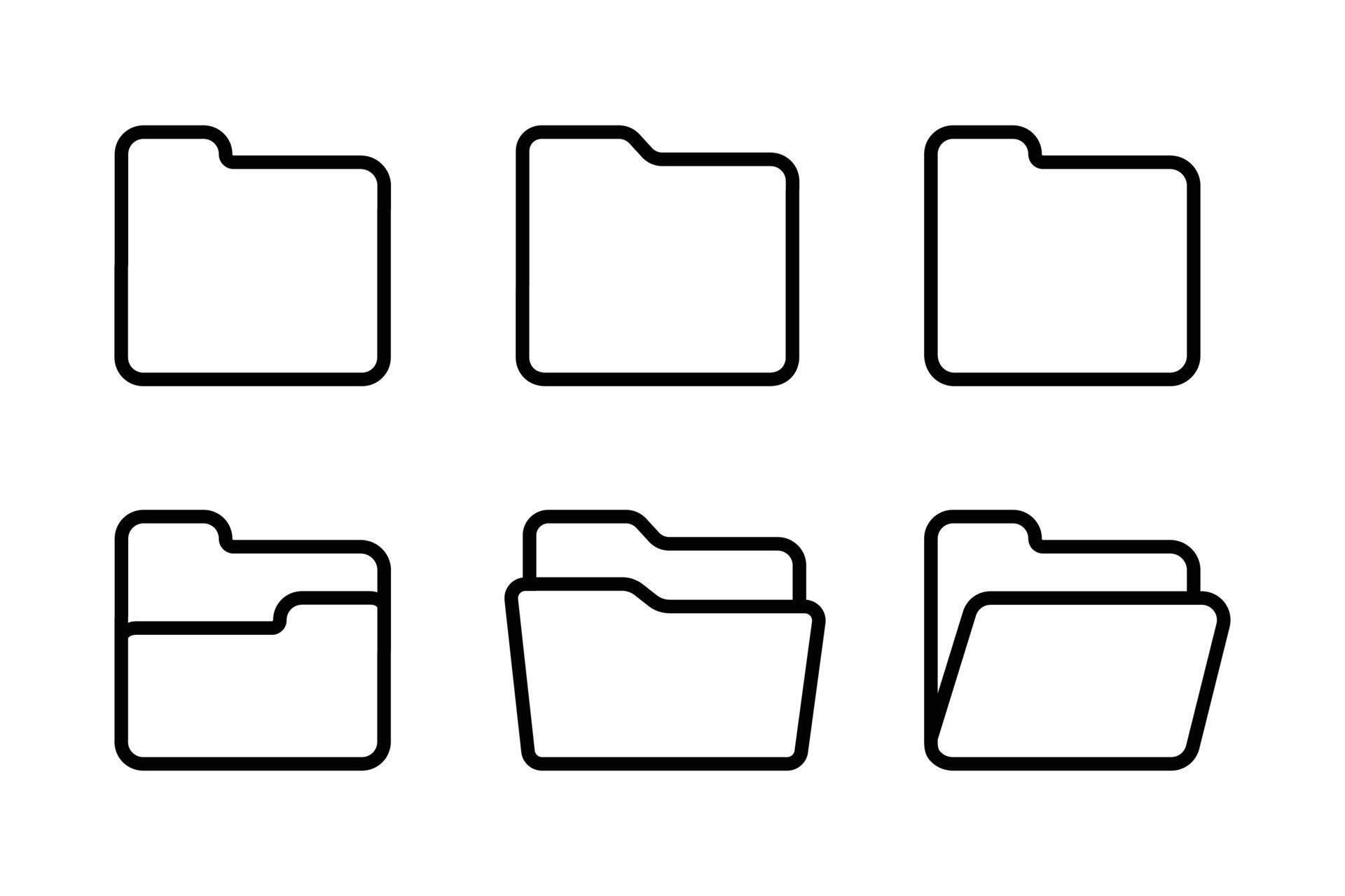 Open and closed folders outline icon set 43532254 Vector Art at Vecteezy