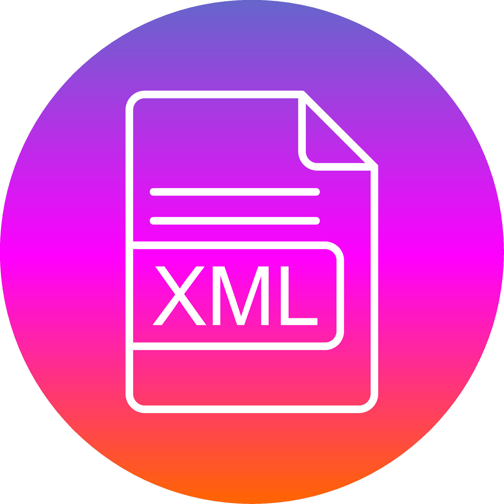 XML File Format Line Gradient Circle Icon 43537611 Vector Art at Vecteezy
