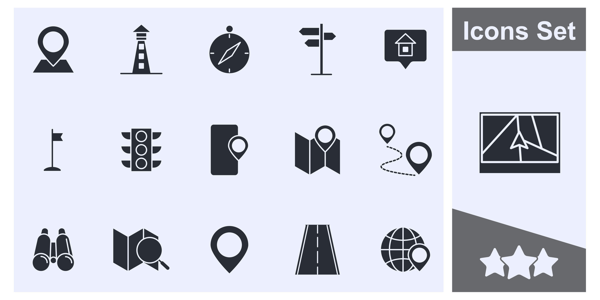 Navigation Location Icon Set Symbol Collection Logo Isolated