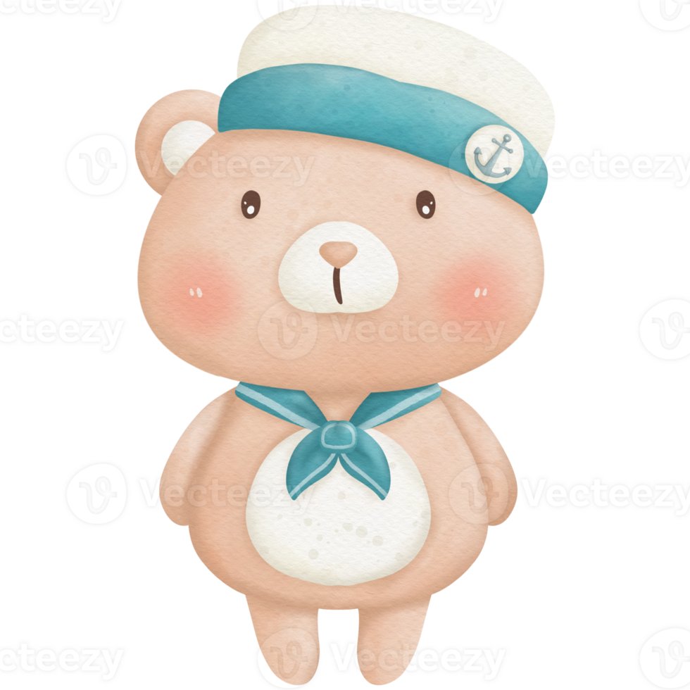 Teddy bear and sailor watercolor clip art 43546857 PNG