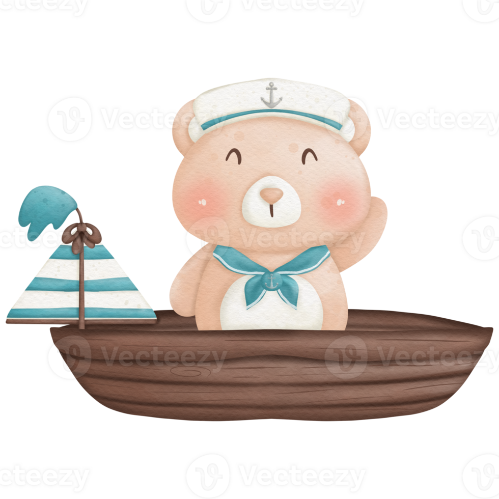 Teddy bear and sailor watercolor clip art 43546862 PNG