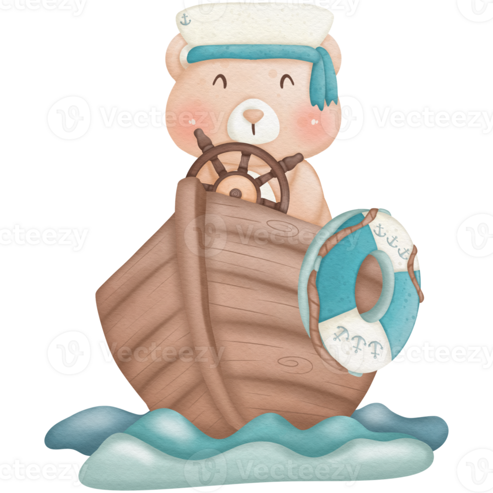 Teddy bear and sailor watercolor clip art 43546868 PNG