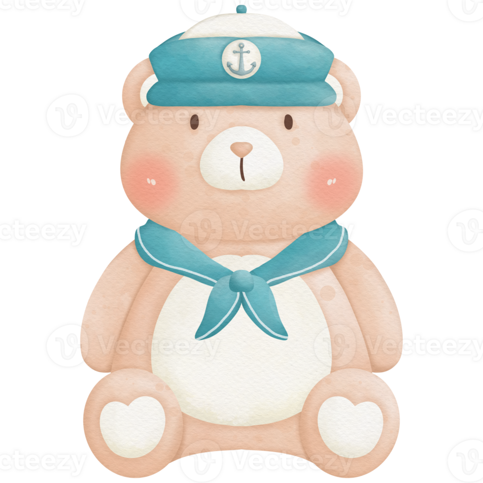 Teddy bear and sailor watercolor clip art 43546869 PNG