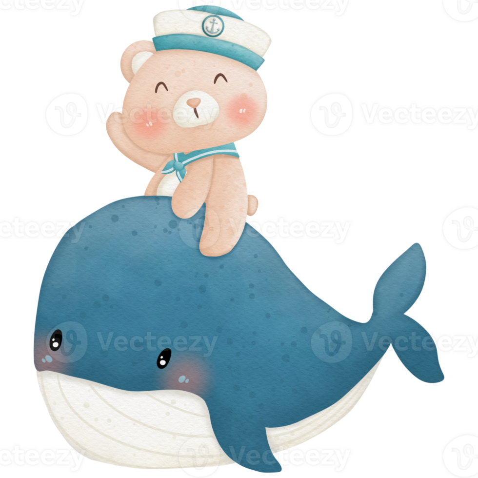 Teddy bear and sailor watercolor clip art 43546943 PNG